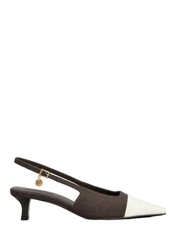 TOD'S Slingback Mid Heel With Charm Detail - Brown