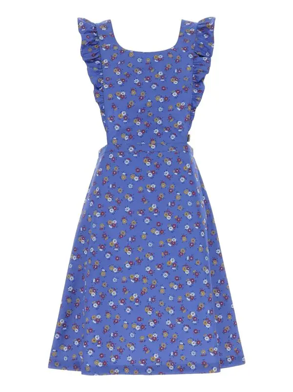 Miu Miu Floral Print Ruffle Dress - Purple
