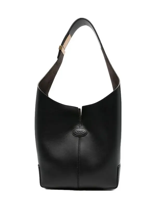 TOD'S Calf Leather Shoulder Bag With Gold-tone Hardware - Black