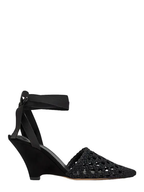 Jacquemus Woven Wedge Heel Boots With Tie Fastening - Black