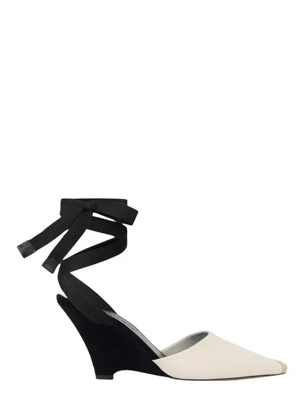 Jacquemus Tie Fastening Pointed Toe Wedge - Cream