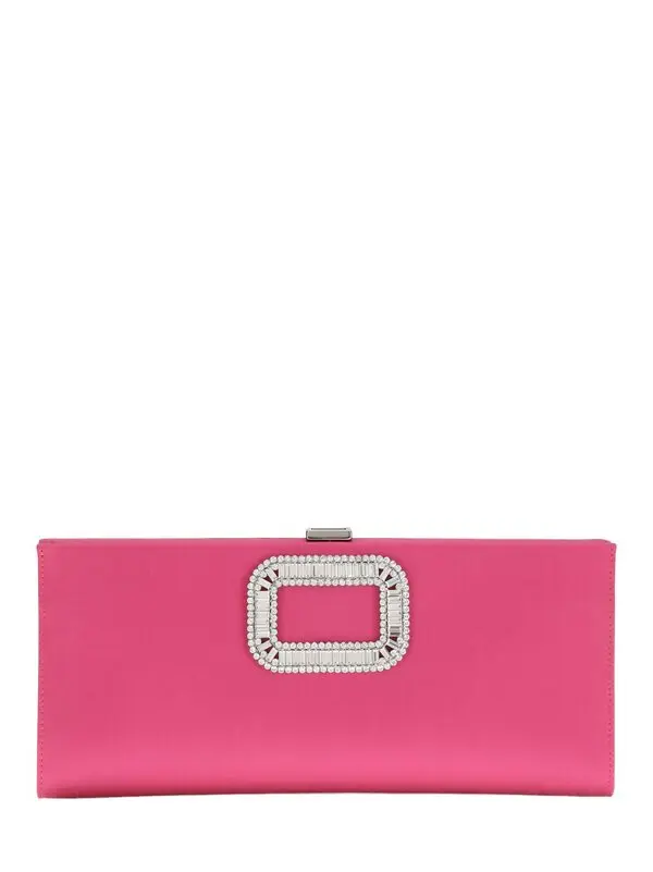 ROGER VIVIER Pilgrim Clutch With Embellished Buckle - Pink