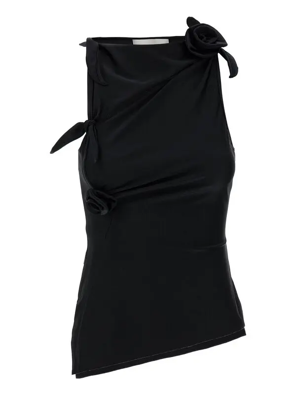 Coperni Sleeveless Asymmetric Flower Top - Black