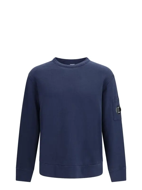C.P. COMPANY Crewneck Sweatshirt With Sleeve Pocket - Blue