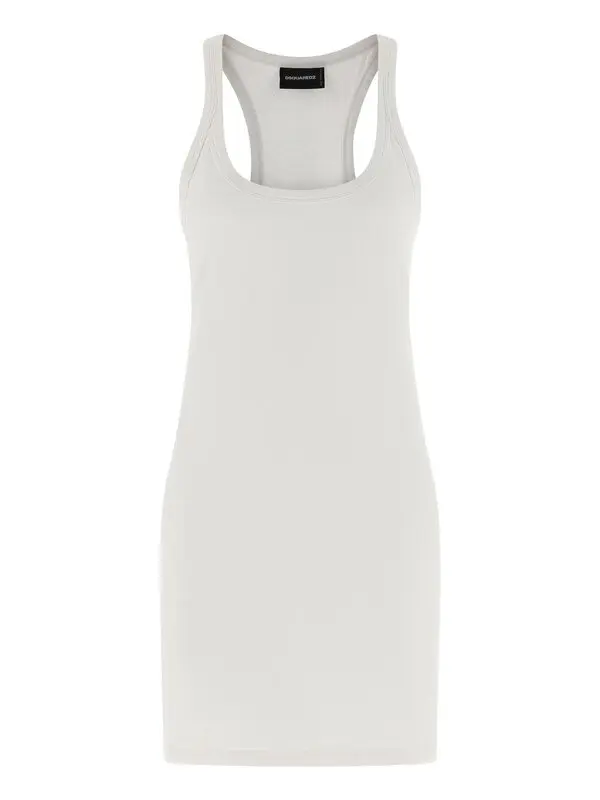 Dsquared2 Ribbed Cotton Tank Minidress - White