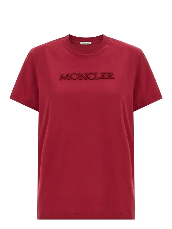 Moncler Logo Embroidery Cotton T-shirt - Red
