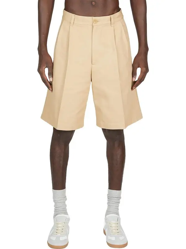 Gucci Cotton Folded Pleat Shorts - Cream