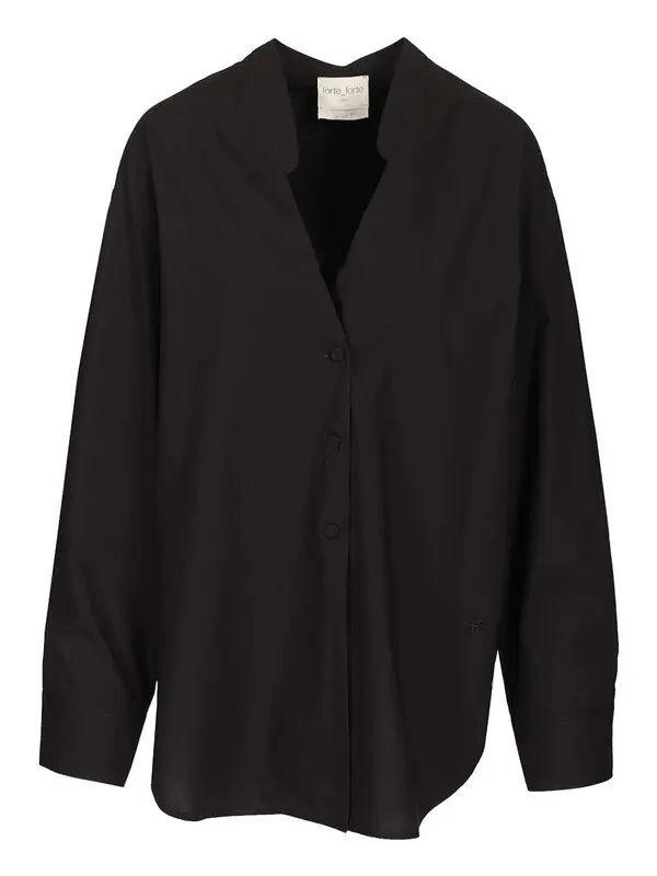 FORTE_FORTE Embroidered Cotton Shirt - Blue
