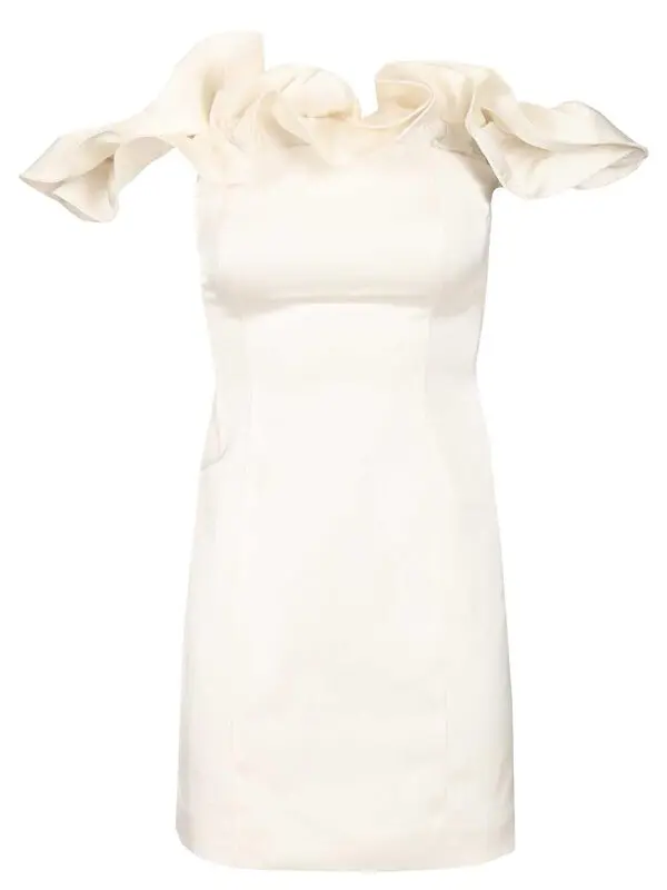 ROTATE BY BIRGER CHRISTENSEN Off-the-shoulder Ruffled Satin Mini Dress - White
