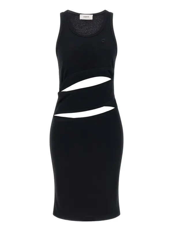 Coperni Spiral Cotton Mini Dress With Cut-out Detailing - Black