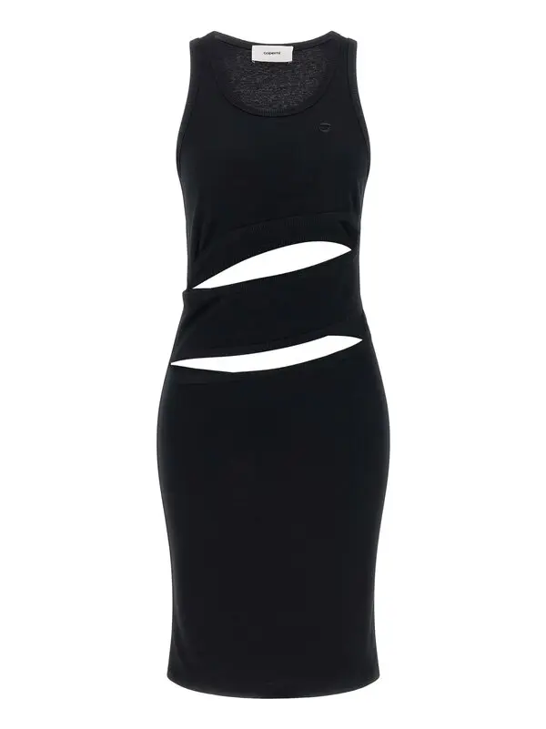 Coperni Spiral Cotton Mini Dress With Cut-out Detailing - Black