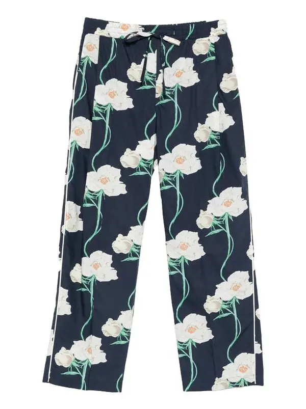 Kenzo Straight Leg Floral Print Trousers - Blue