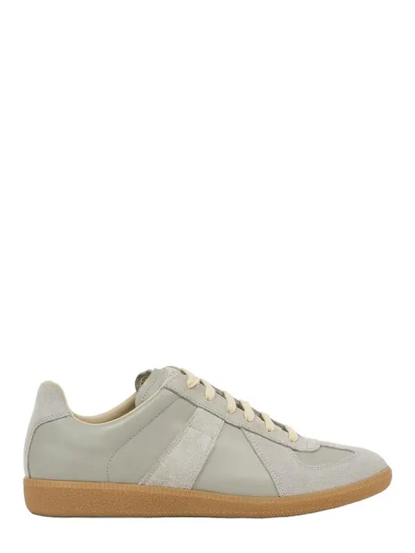 MAISON MARGIELA Grey Suede And Leather Low-top Sneakers - Gray