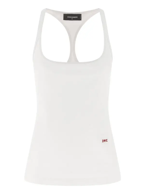 Dsquared2 Cotton Tank Top With Logo Embroidery - White