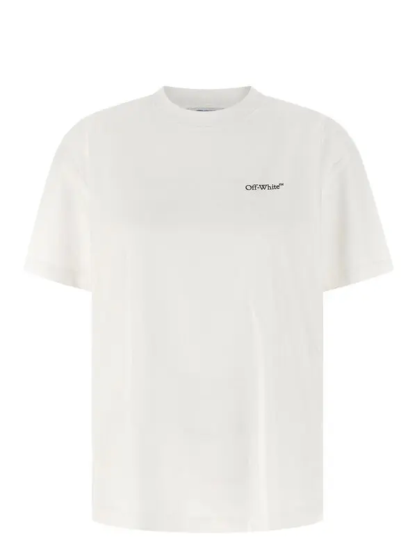 Off-White Cotton Arrow Glowing Flower T-shirt - White