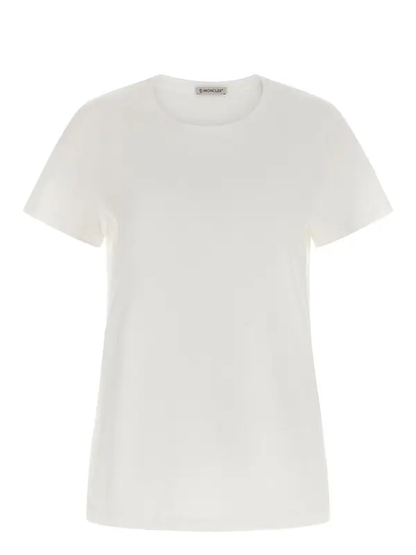 Moncler Slim Fit Cotton T-shirt With Logo Patch - White