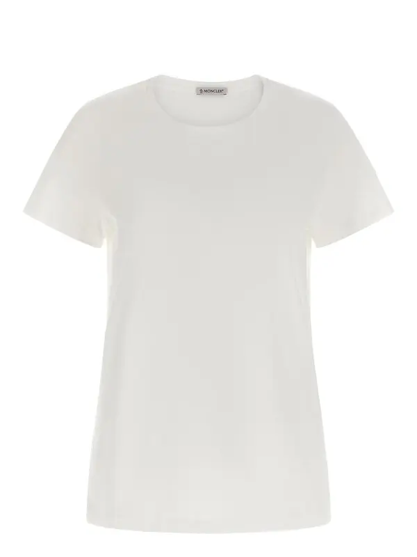 Moncler Slim Fit Cotton T-shirt With Logo Patch - White