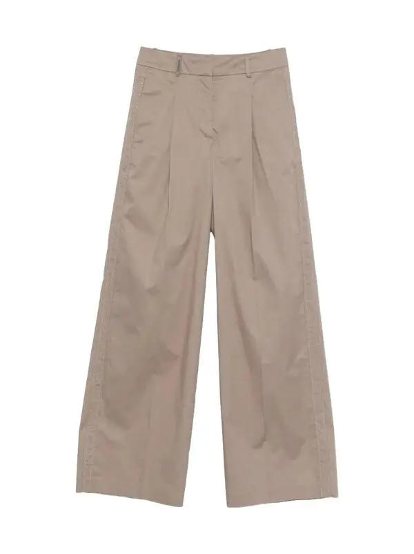 Peserico Cotton Wide-leg Pants Made In Italy - Multicolor