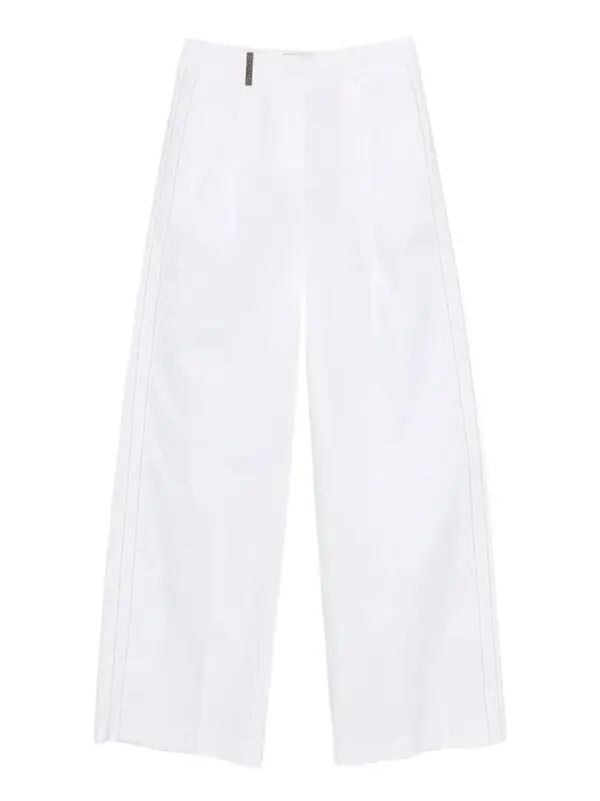 Peserico Cotton Wide Leg Pants Made In Italy - Multicolor