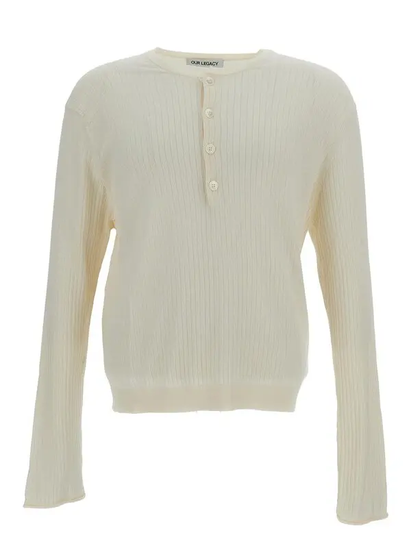 Our Legacy Fine Cotton Knit Henley - Multicolor