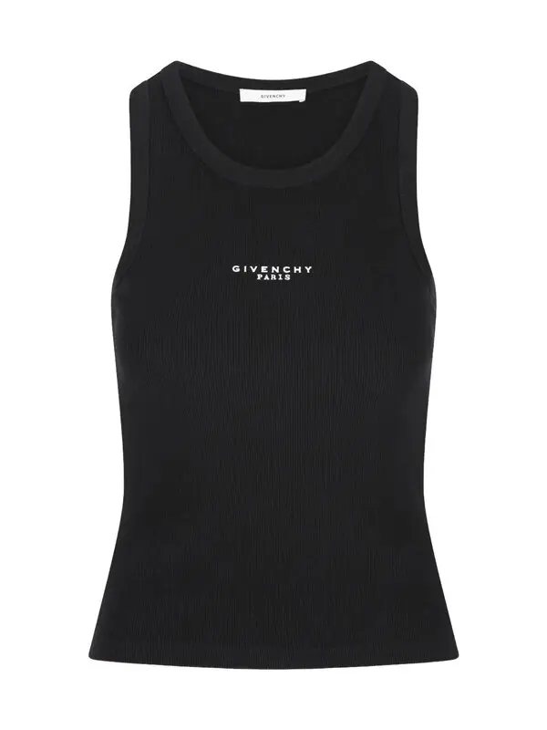 Givenchy Ribbed Cotton Tank Top With Logo - Multicolor