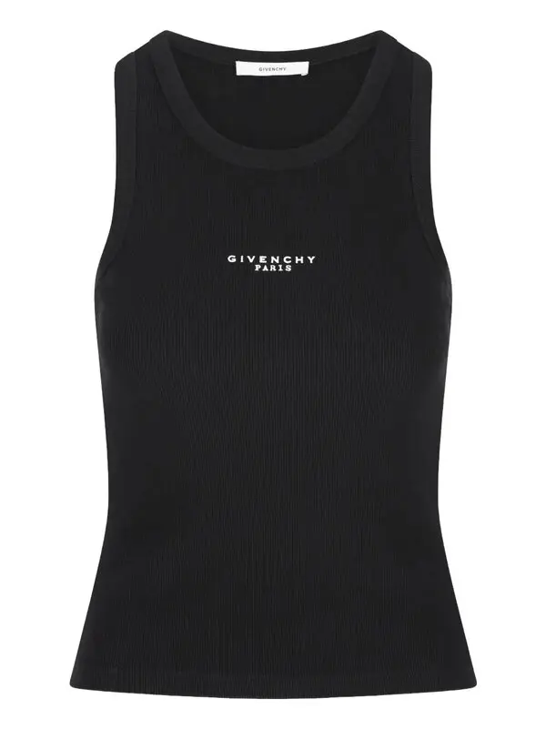 Givenchy Ribbed Cotton Tank Top With Logo - Multicolor