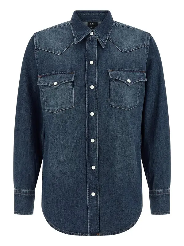 A.p.c. Delavé Cotton Denim Western Shirt - Blue