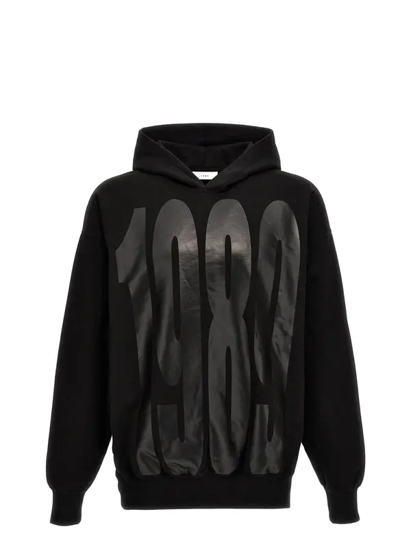1989 STUDIO Faded Logo" Cotton Hoodie - Black