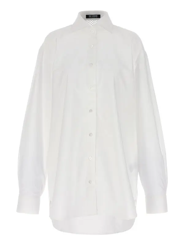 Raf Simons Cotton Poplin Shirt With Mesh Shoulder Inserts - White