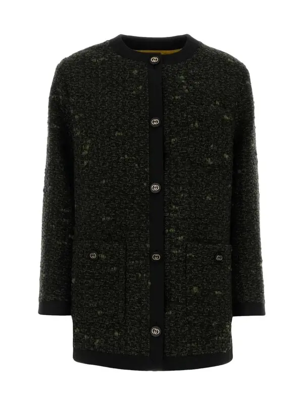 Gucci Green And Black Bouclé Wool Jacket - Multicolor