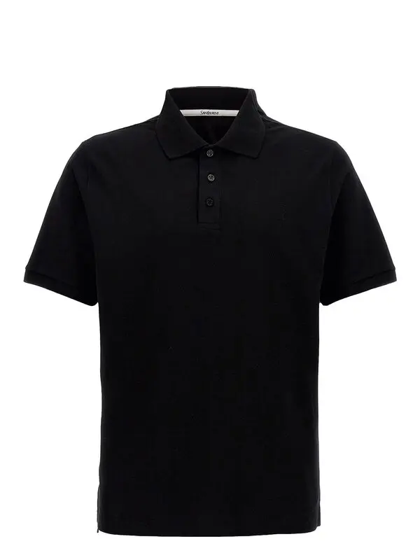 Saint Laurent Cotton Blend Polo Shirt With Cassandre Embroidery - Multicolor