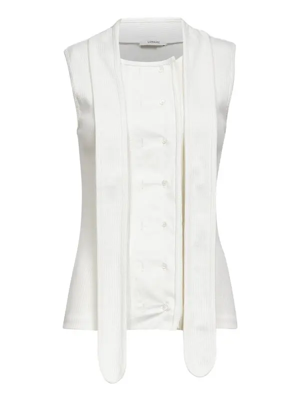 LEMAIRE Asymmetrical Fitted Ribbed Jersey Top With Convertible Tie - Multicolor