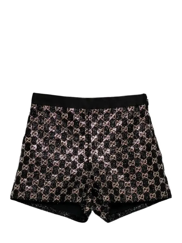Gucci Lamé Wool Tweed Shorts With Crystal Gg Embroidery - Multicolor