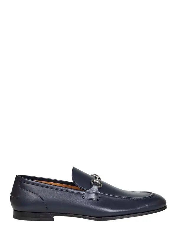 Gucci Dark Blue Leather Jordaan Loafers - Multicolor