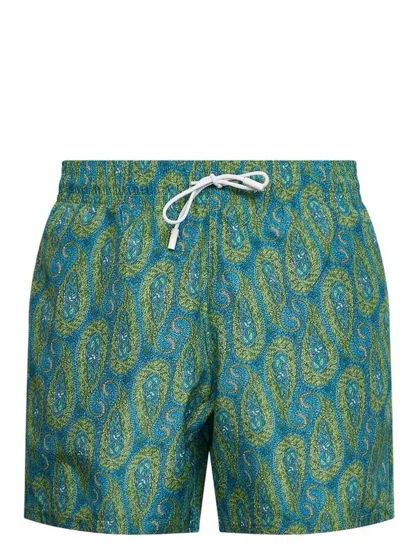 Etro Green Floral Paisley-printed Swim Shorts - Multicolor