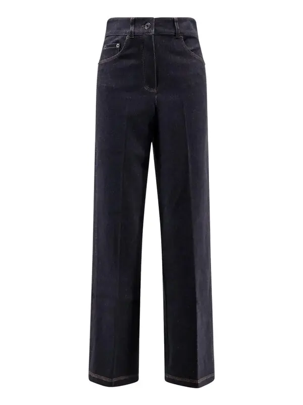 Max Mara Straight Leg Cotton Blend Trousers - Multicolor