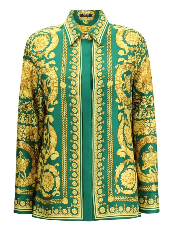 Versace Printed Silk Shirt - Green