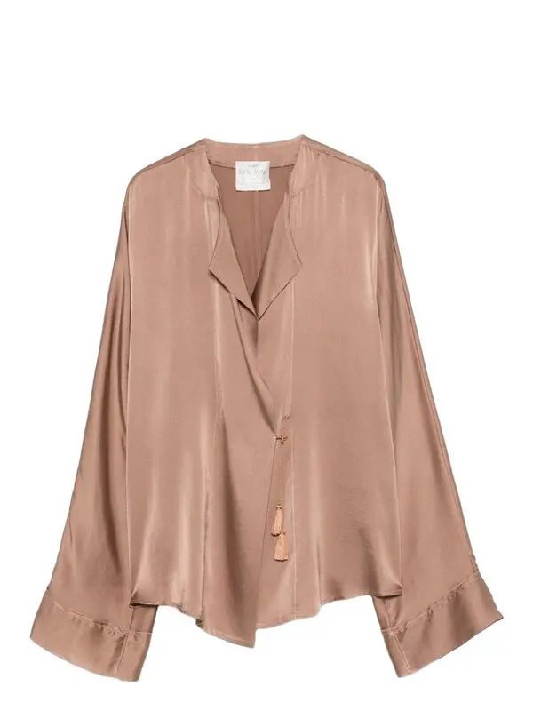 FORTE_FORTE Silk Satin Shirt With Tassel Detail - Multicolor