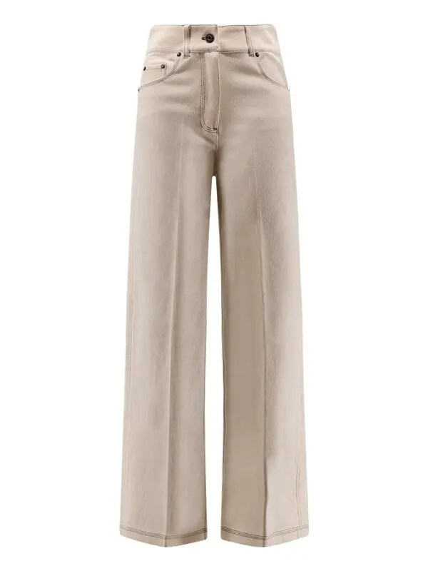 Max Mara Cotton Blend Trousers - Cream
