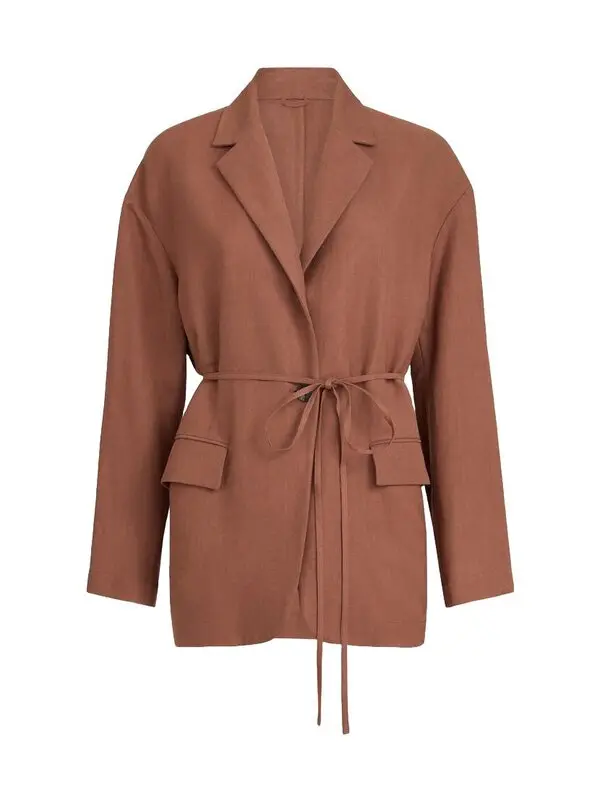 Brunello Cucinelli Linen Blend Blazer With Monili Detail - Orange
