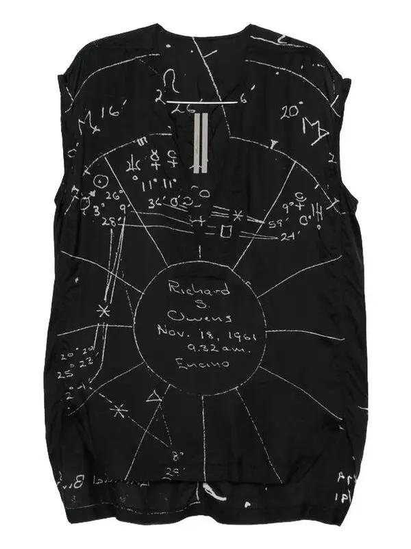 Rick Owens Graphic Print V-neck Sleeveless Top - Black