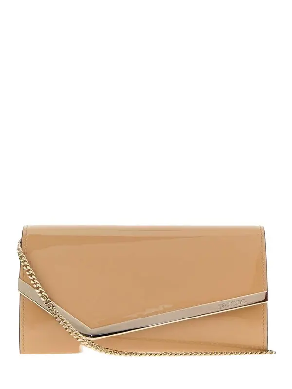 JIMMY CHOO Emmie Metallic Leather Clutch - Brown