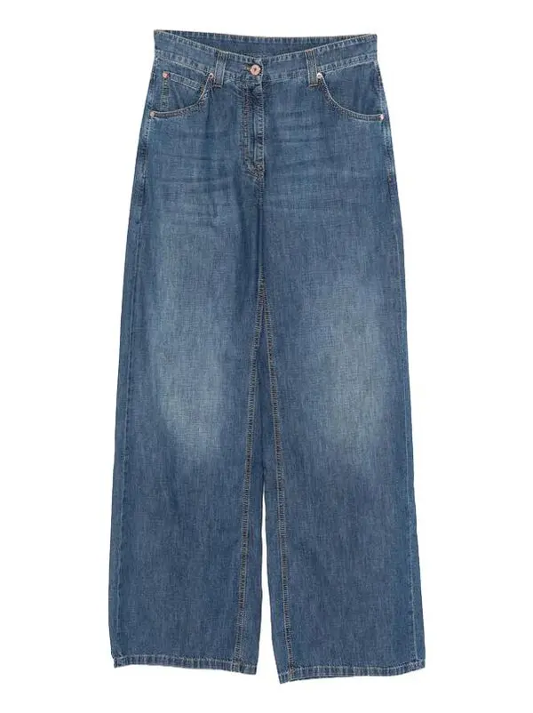 Brunello Cucinelli Cotton Wide-leg Jeans - Blue