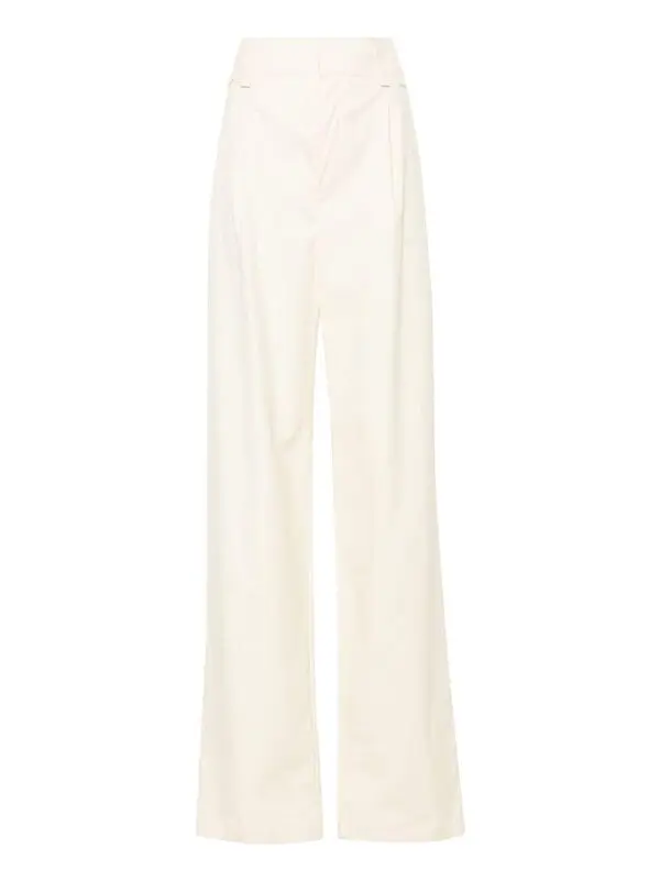 Saint Laurent Wide Leg Cotton Trousers - Multicolor