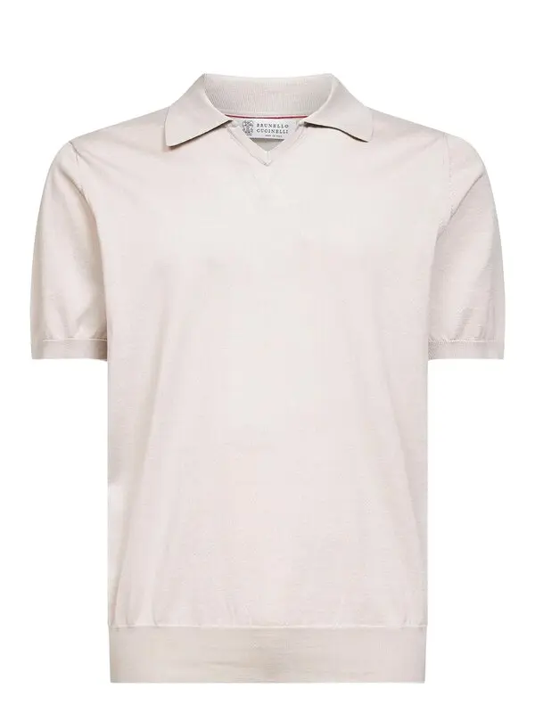 Brunello Cucinelli Jute Cotton Knit Polo Shirt - Multicolor