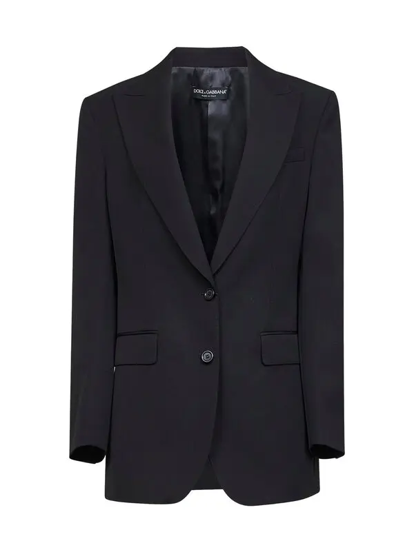 Dolce & Gabbana Black Wool Gabardine Jacket - Multicolor