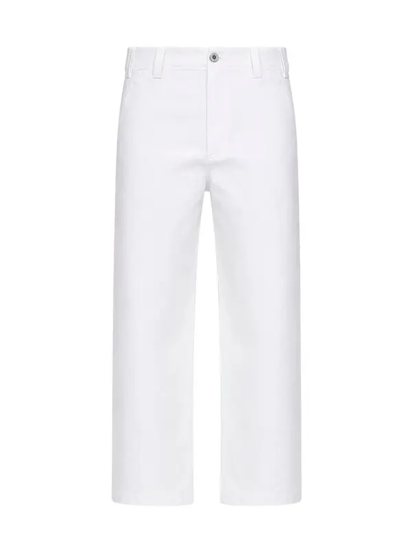 Brunello Cucinelli White Gabardine Chino Crop Trousers - Multicolor