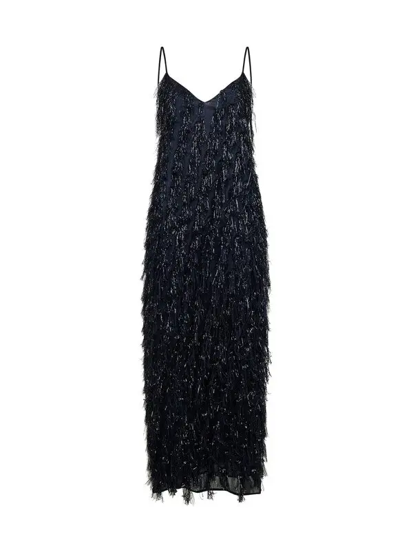 Stella McCartney Long Dress With Lurex Fringes - Multicolor