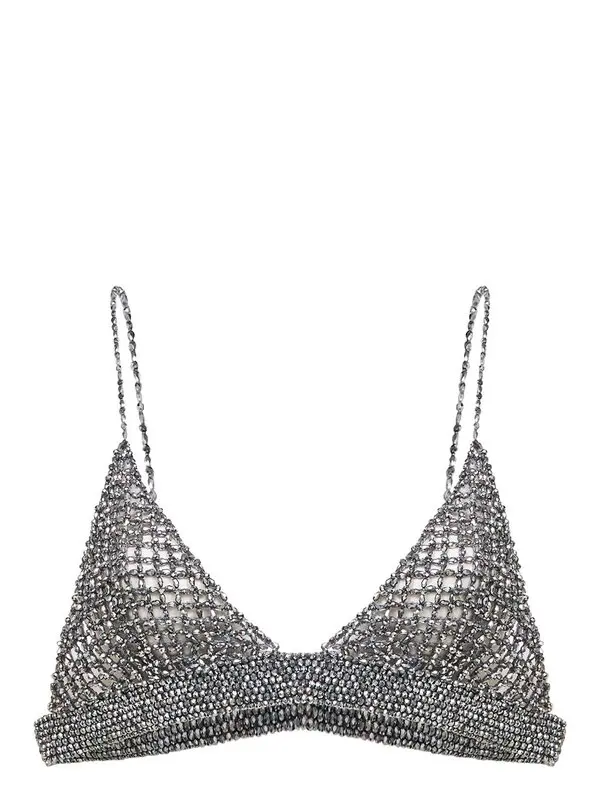 GOLDEN GOOSE Silver Crystal-embellished Crochet Top - Multicolor