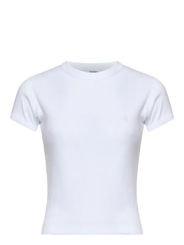 Saint Laurent Ribbed Cotton Jersey Cassandre T-shirt - Multicolor